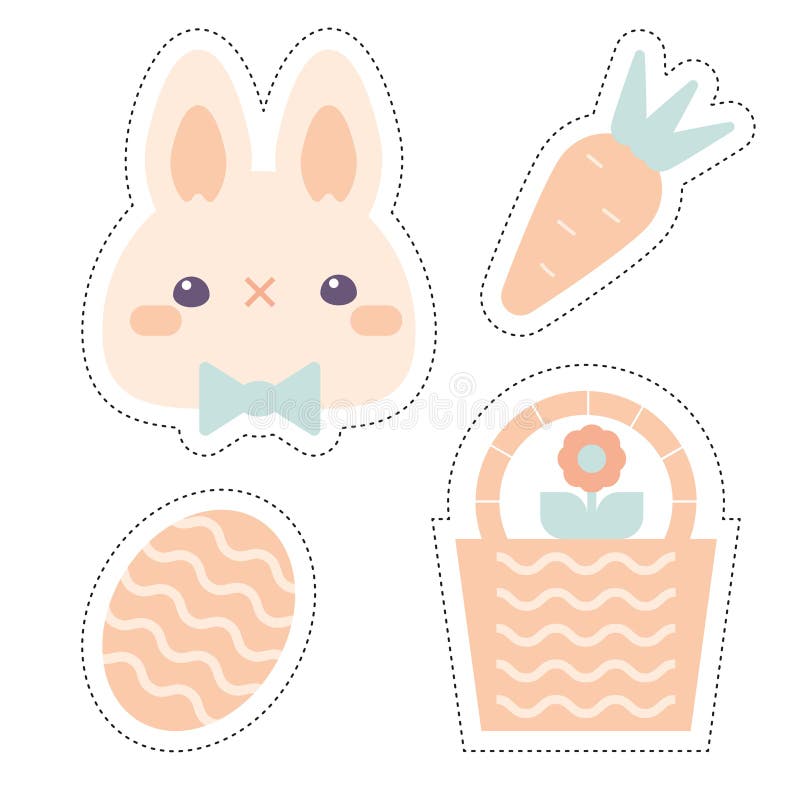 A Set of Simple Easter Stickers. Vector Stock Illustration ...
