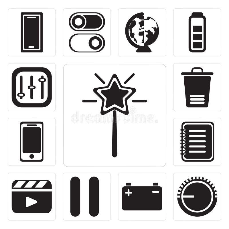 Phone Controls Icon Set Stock Illustrations – 143 Phone Controls Icon ...