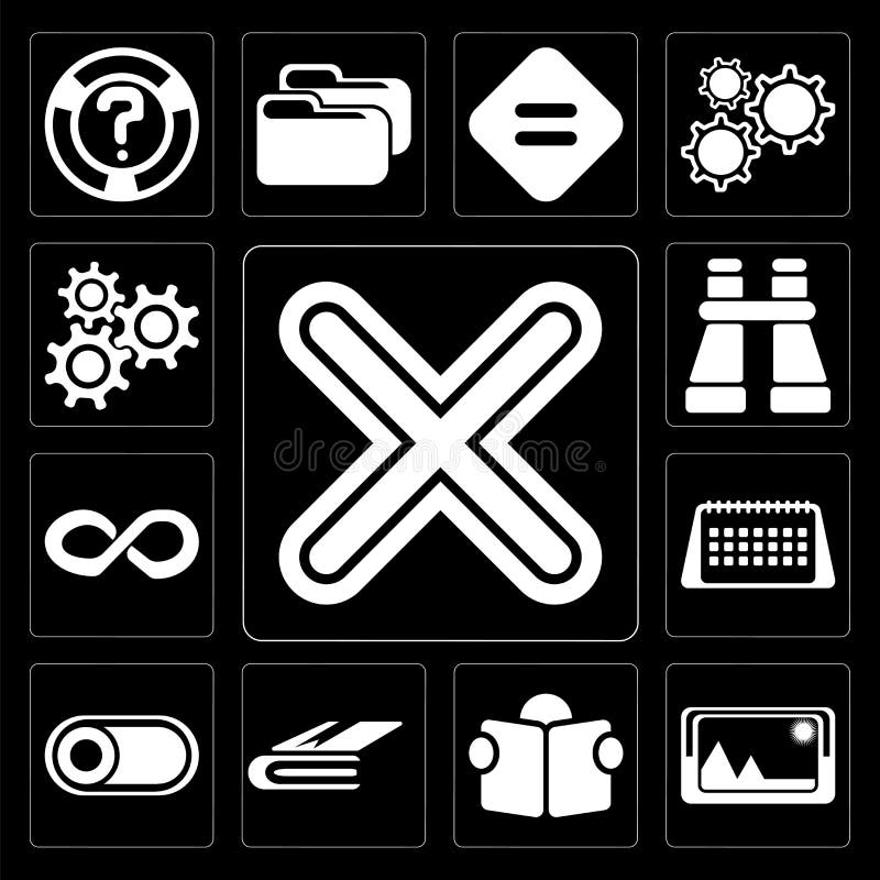 Set of Multiply, Picture, Reading, Notebook, Switch, Calendar, I Stock ...