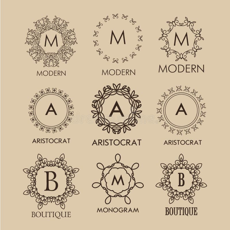 Set of Simple and Elegant Monogram Designs Stock Vector - Illustration ...