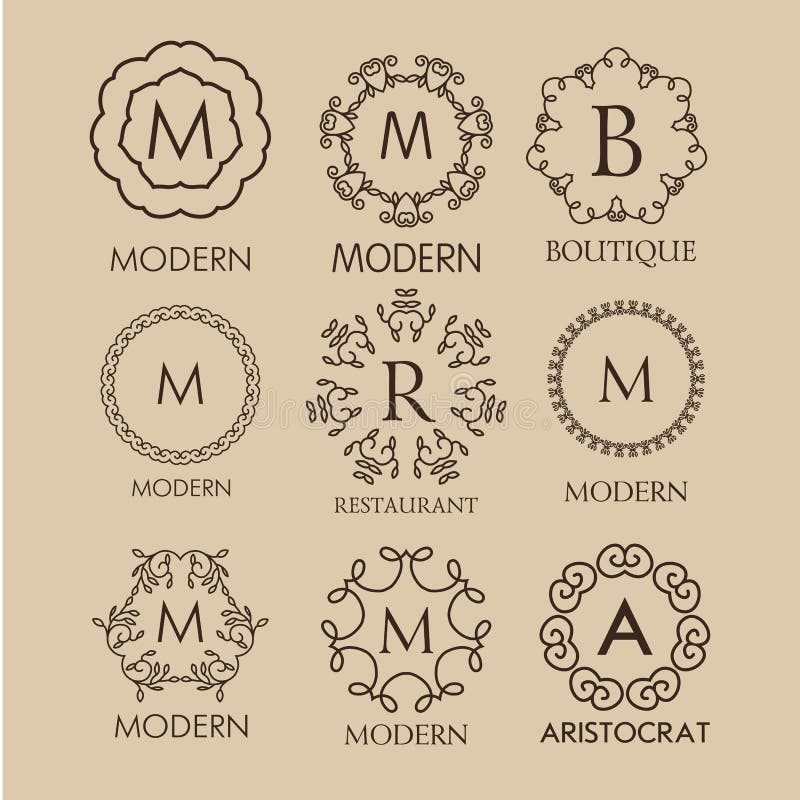 Set of Simple and Elegant Monogram Designs Stock Vector - Illustration ...