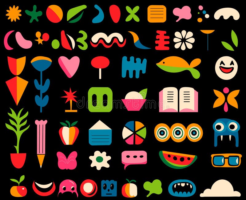 Set of Simple Elements in Flat, Style Vector Vector Stock Illustration ...