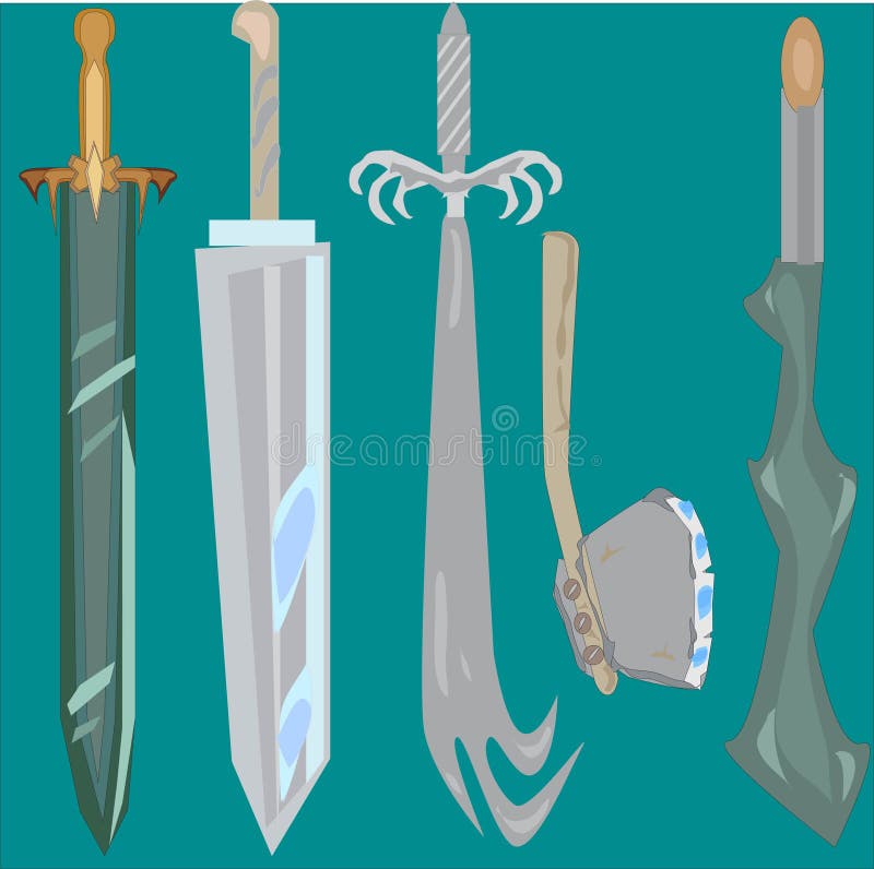 Fantasy Medieval Sword Set stock illustration. Illustration of swordman ...