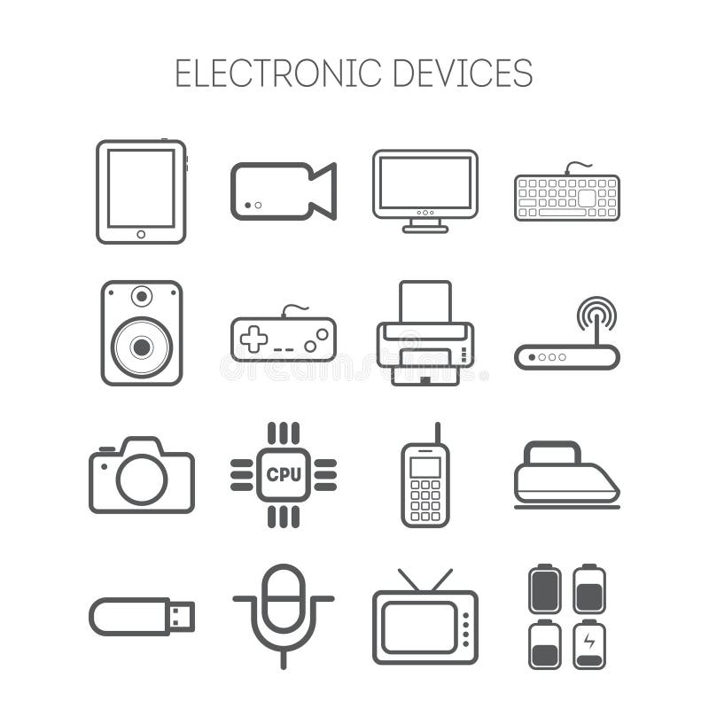 Set of Simple Flat Icons with Electric Devices Stock Vector ...