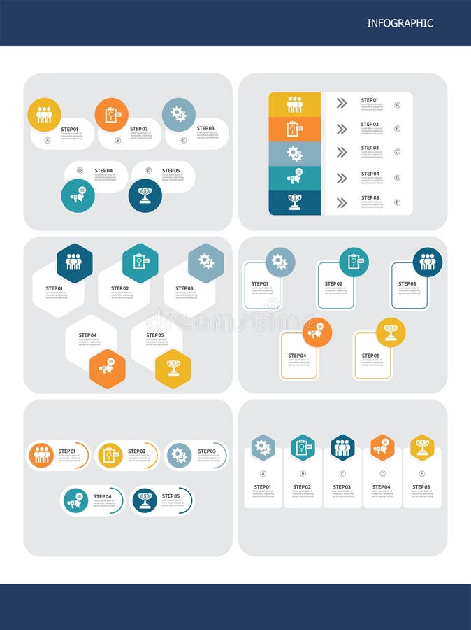 Set of Simple Flat Infographics Timeline Business Workflow Report ...