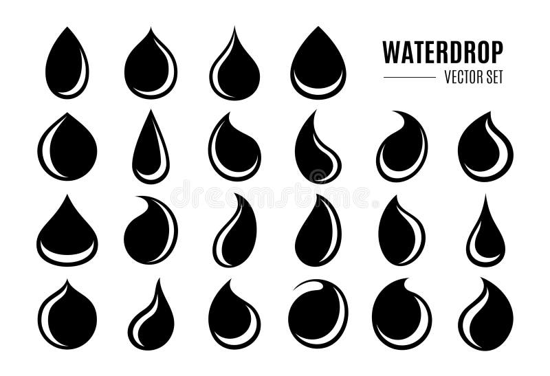 Set of Simple Flat Liquid Water Drop Silhouette Icon Logo Design Stock Vector - Illustration of ...