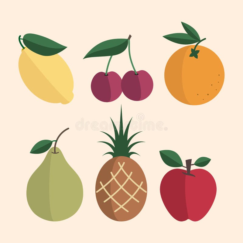 A Set of Simple Fruits. Vector Illustration Stock Vector - Illustration ...