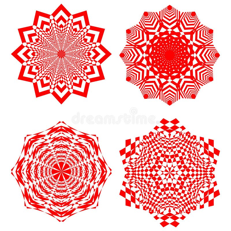 Set of Simple Geometric Design Elements, Red Shapes on White Background ...