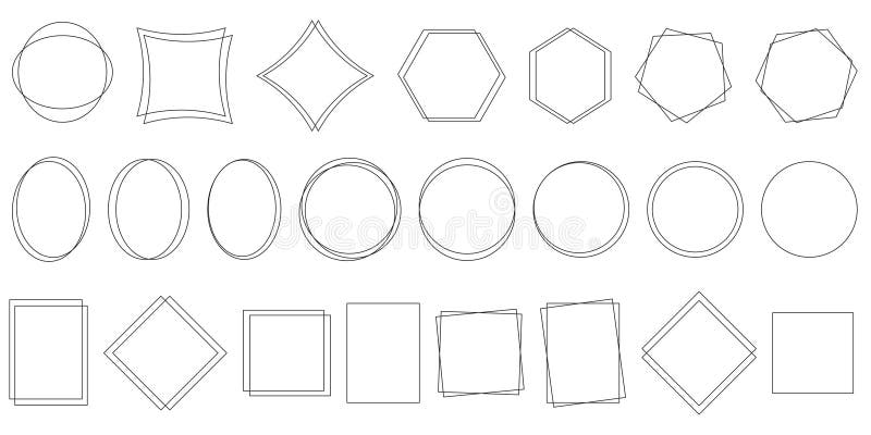 Set of Simple Geometric Frames of Different Shapes Stock Illustration ...