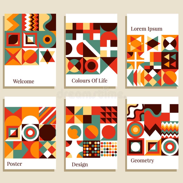 Set of 6 Simple Geometric Modern Template Designs. Vector Illustration ...