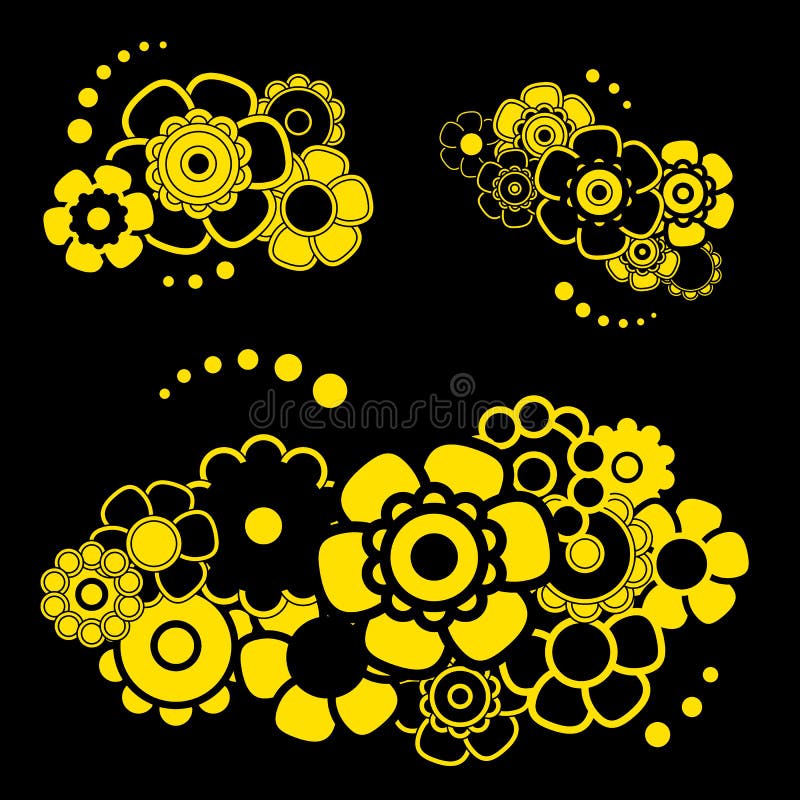 Set of Simple Golden Flower Bouquet in Flat Style Stock Illustration ...
