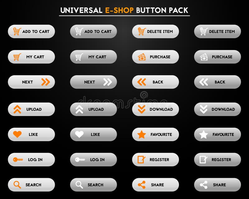 Set of Simple Grey E-shop Buttons Stock Vector - Illustration of media ...