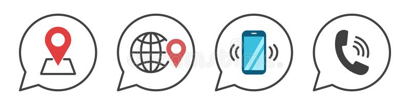 Simple Icon. Globe, Speech Bubbles, Telephone, Mobile Phone, Contact ...