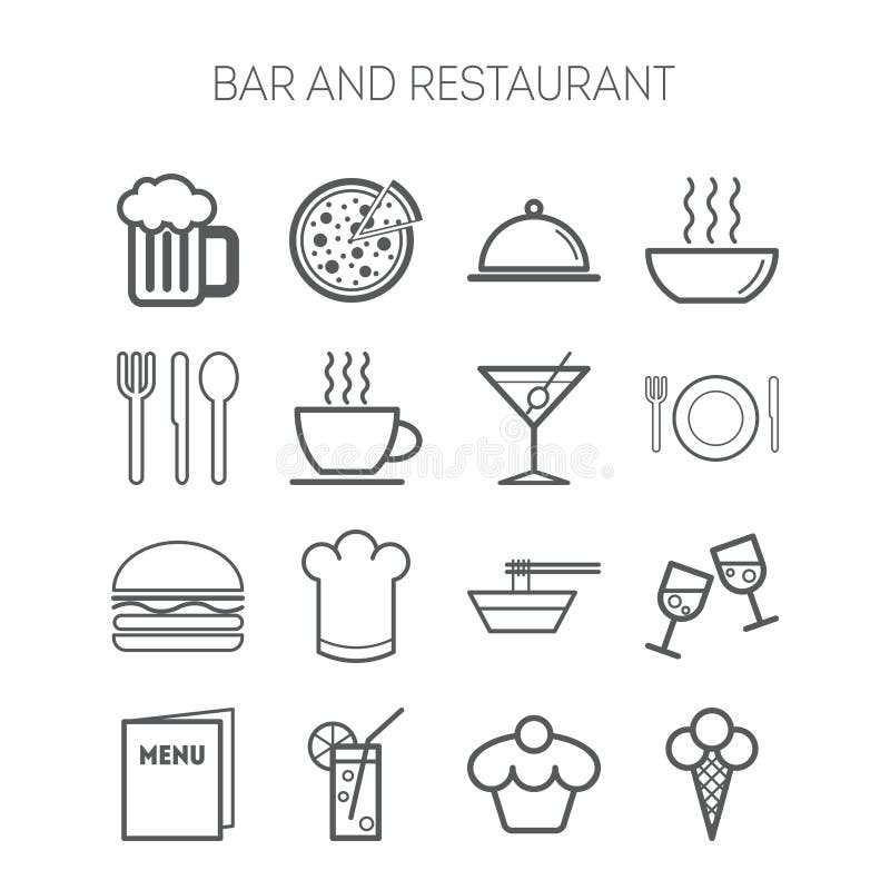 Set of Simple Icons for Bar, Cafe and Restaurant Stock Illustration ...
