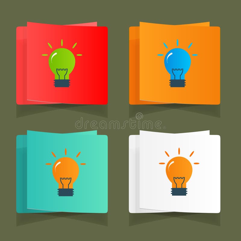Set of Simple Icons Flat Color Light Bulbs Stock Vector - Illustration ...