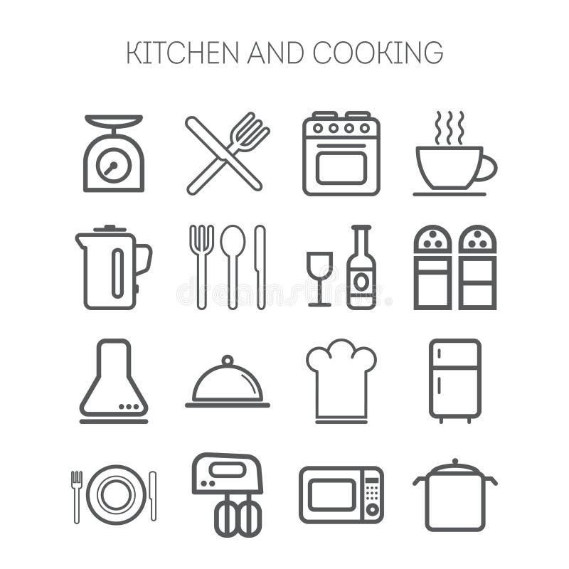 Set of Simple Icons for Kitchen and Cooking Stock Vector - Illustration ...