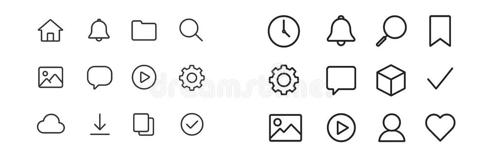 Set of Simple Icons Representing Common User Interface Elements for ...