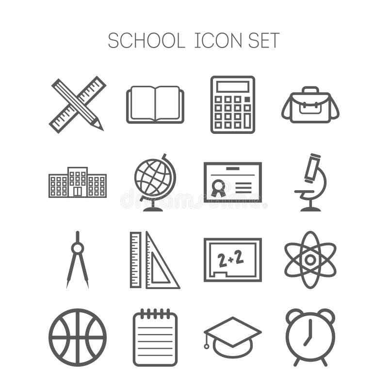 Set of Simple Icons for School and Education Stock Illustration ...