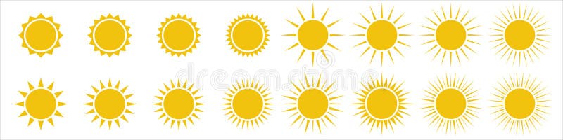 Bright Sun Vector Icon Set stock vector. Illustration of serenity ...
