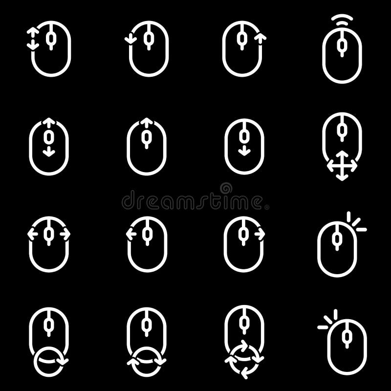 Set of Simple Icons on a Theme Computer Mouse, Control, Gestures ...
