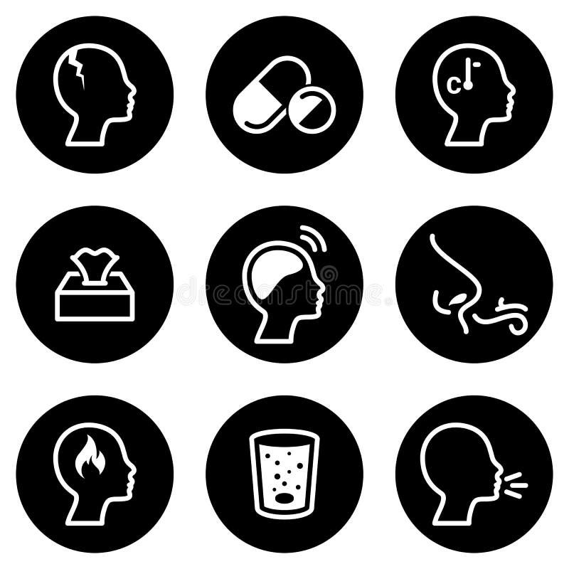 Set of Simple Icons on a Theme Flu, Sick People, Vector, Design ...