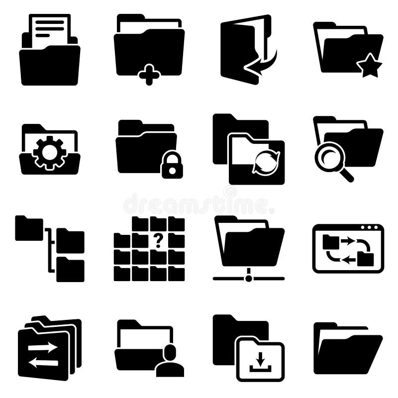 Set of Simple Icons on a Theme Folder, Documents, Files Stock Vector ...