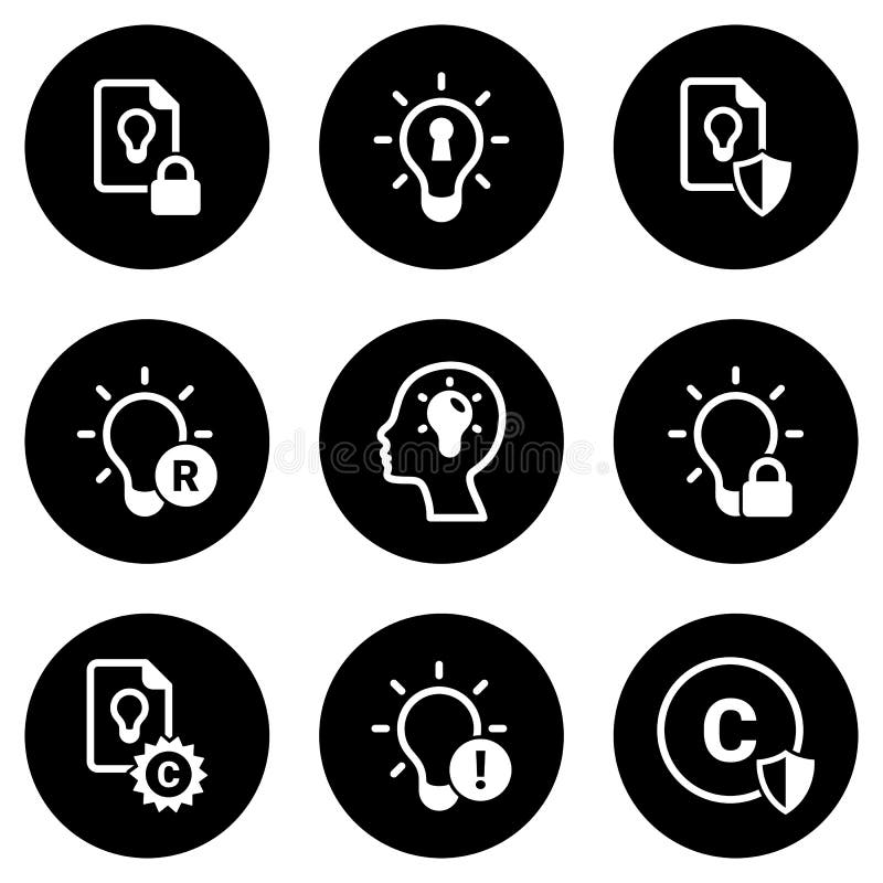 Set of Simple Icons on a Theme Intellectual Property, Vector, Design ...