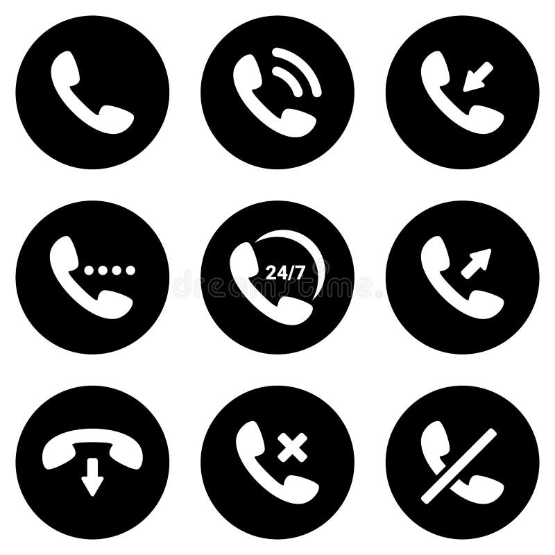 Set of Simple Icons on a Theme Phone Call, Vector, Design, Collection ...