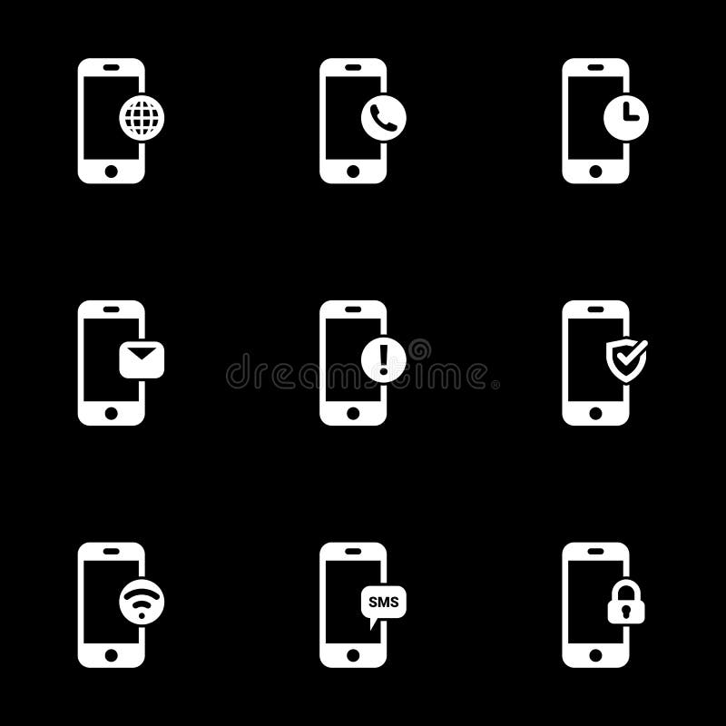 Set of Simple Icons on a Theme Phone Functions, Functionality ...