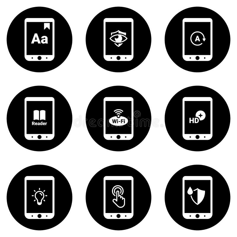 Set of Simple Icons on a Theme Reader, Vector, Design, Collection, Flat ...