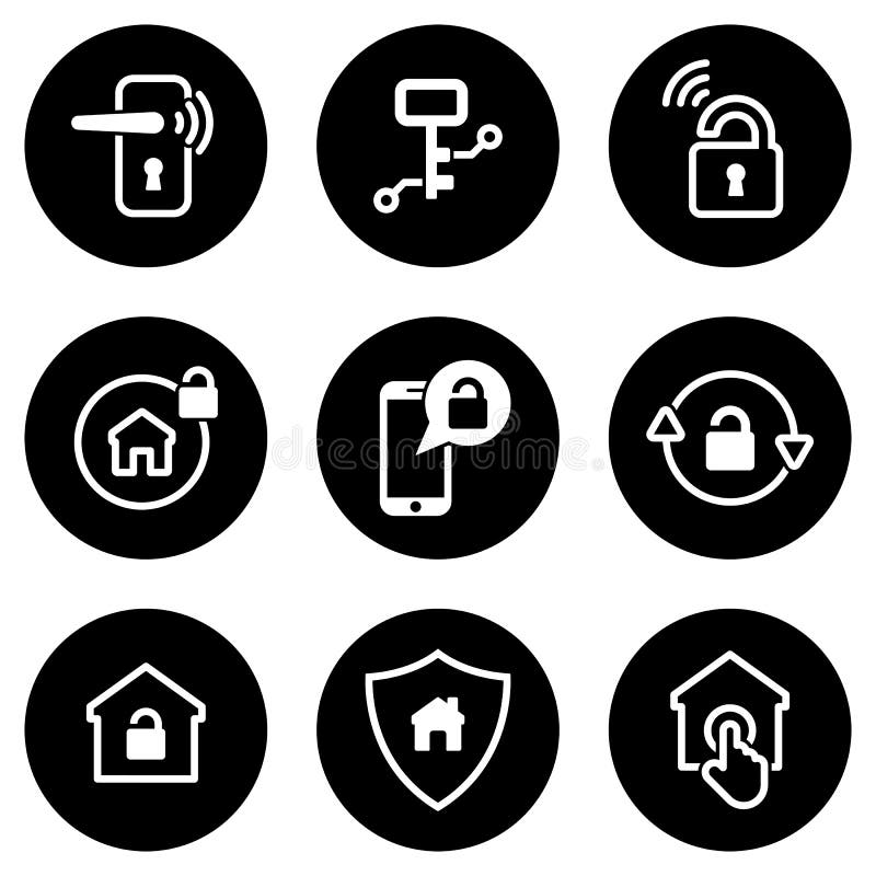 Set of Simple Icons on a Theme Smart Door Lock, Vector, Design ...
