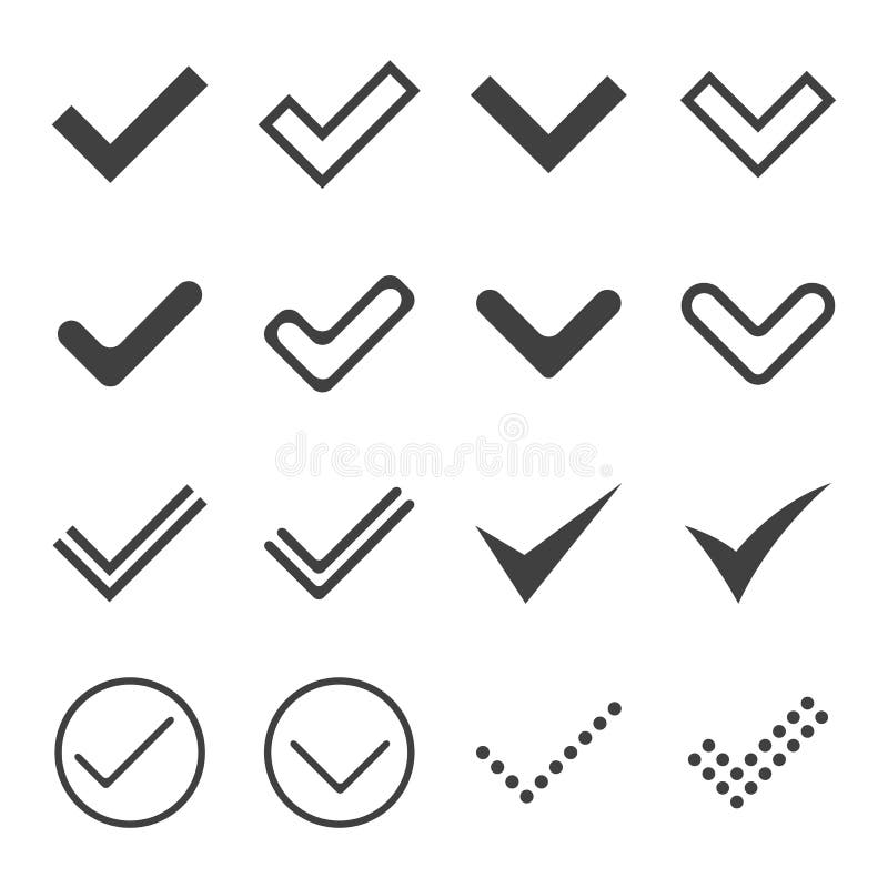 Set of Simple Icons, Ticks, Check Marks Stock Vector - Illustration of ...