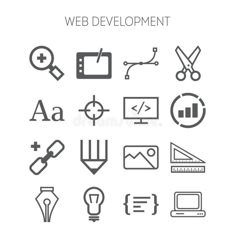 Set of Simple Icons for Web Development and Stock Vector - Illustration ...