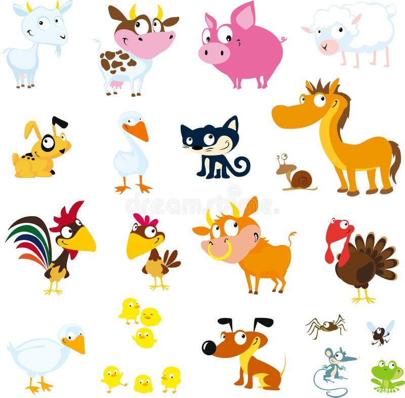 Set of Simple Images of Farm Animals - Vector Stock Vector ...