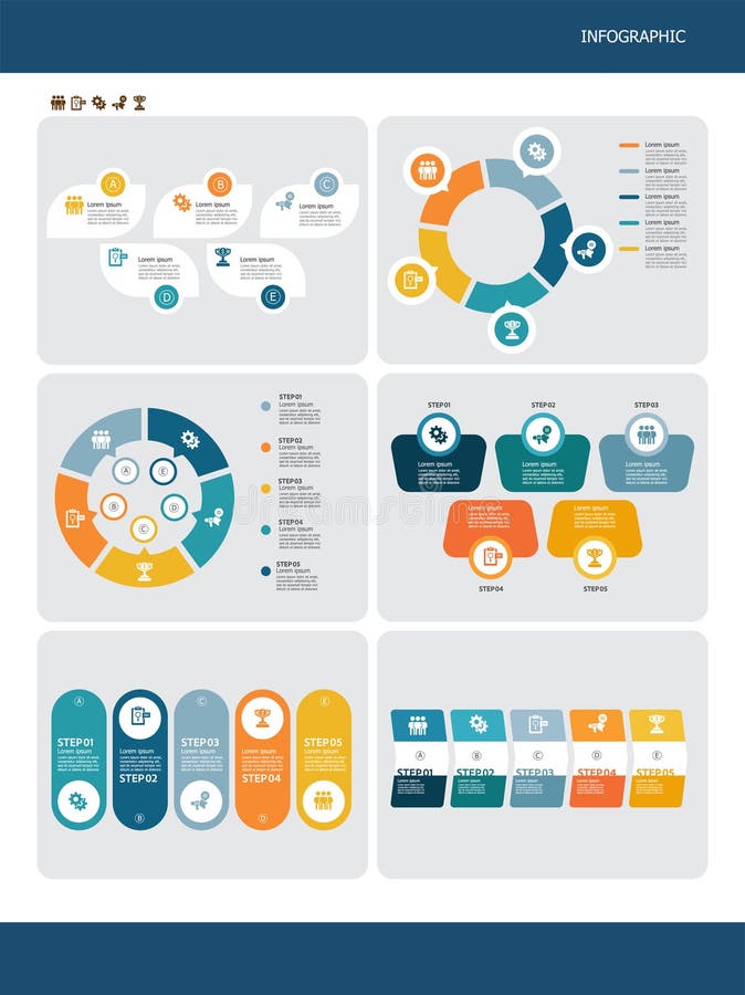 Set of Simple Infographics Timeline Business Workflow Report Background ...