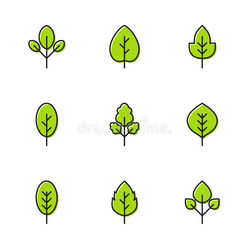 Set simple leaf icons stock vector. Illustration of foliage - 161936995