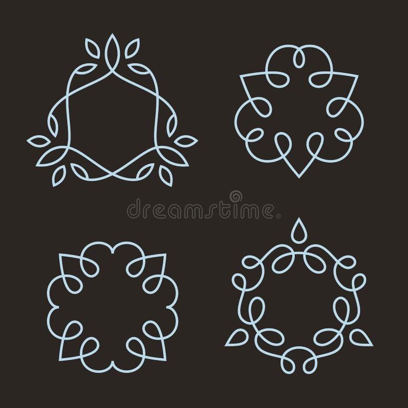 Simple Line Art Monogram Logo Design Stock Vector - Illustration of ...