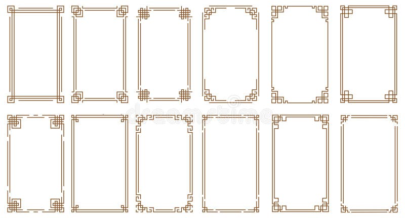 Set Simple Line Frames Double Stroke Stock Illustrations – 12 Set ...