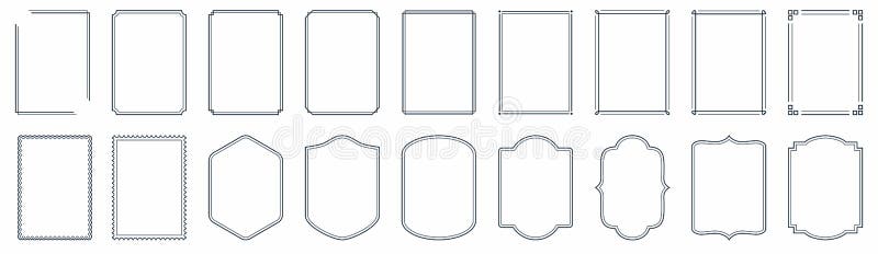 Set of Simple Line Frames with Double Stroke. Stock Vector ...