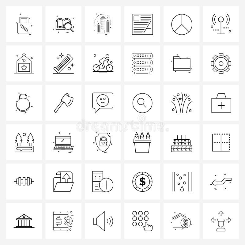 Set of 36 Simple Line Icons of Banking, Graph, Tower, Text, Edit Stock ...