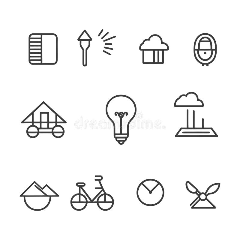 Collection of Minimalist Line Icons: Set of Simple Symbols Stock Vector ...