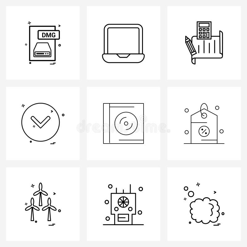 Set of 9 Simple Line Icons of Down, Direction, Device, Arrow ...