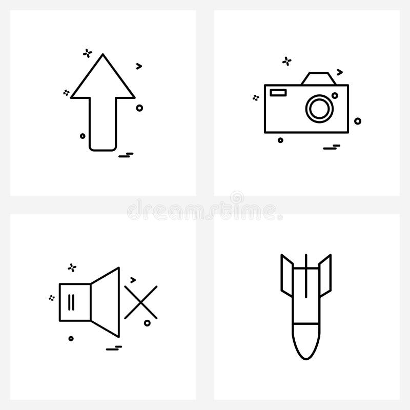 Set of 4 Simple Line Icons for Web and Print Such As Arrow, Picture ...
