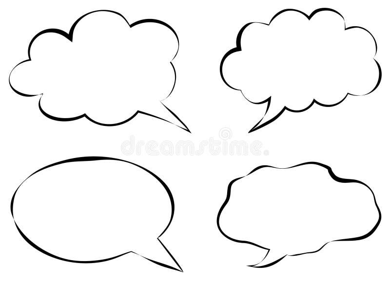 Set of Simple Lined Speach Bubbles Stock Vector - Illustration of face ...