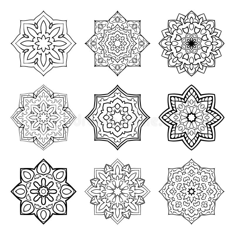 Set of simple mandalas. stock vector. Illustration of collection - 90996003