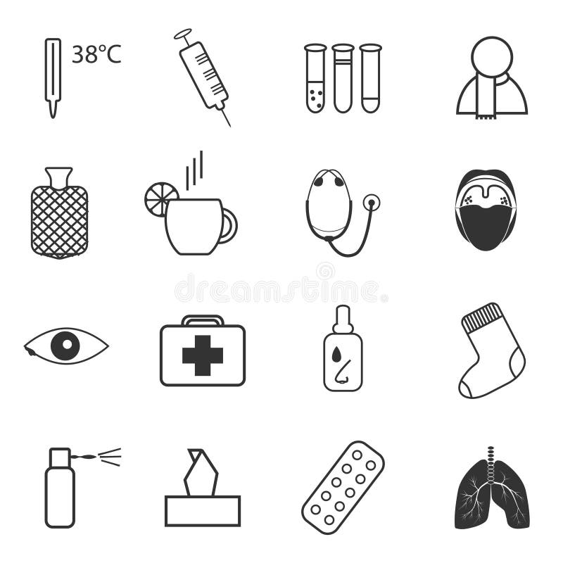 Set of Simple Medical Icons Stock Vector - Illustration of human, nose ...