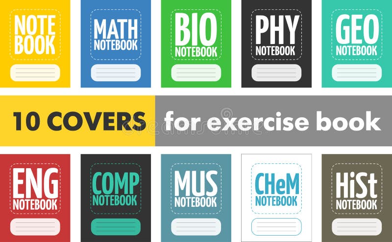 Set 10 Simple Modern Covers for School Exercise Book Stock Vector ...