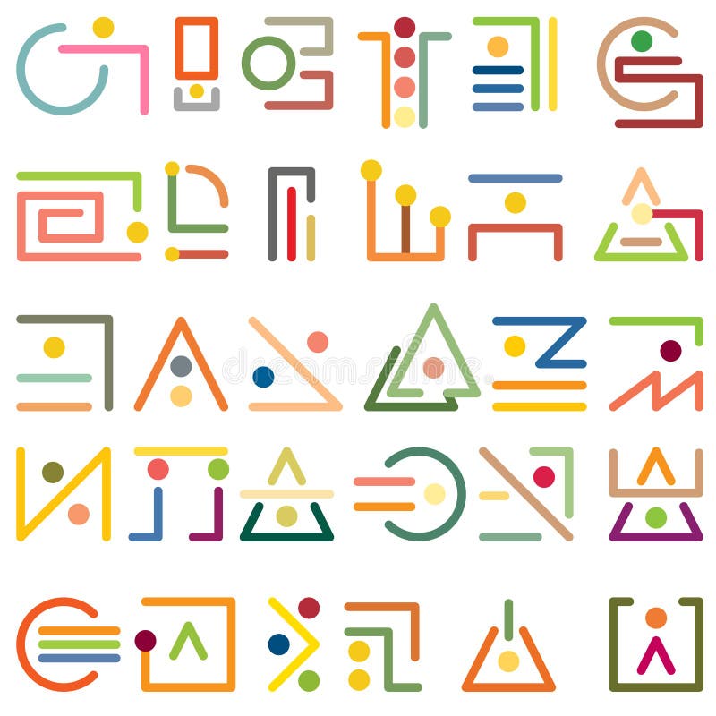 A Set of Modern Abstract Symbols from Simple Graphic Elements Stock ...