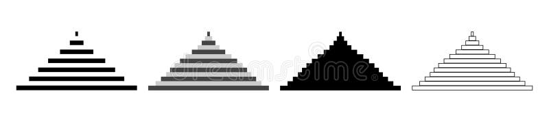 Set of 4 Simple Monochrome Pyramids. Horizontal Rectangles Forming a ...