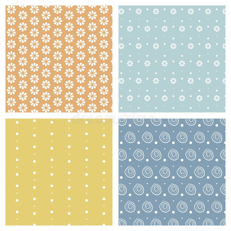 Set of Simple Patterns Flowers and Dots Stock Illustration ...
